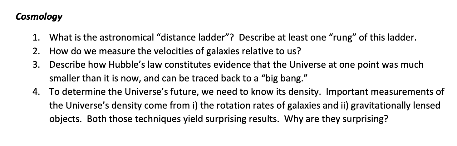 Solved Cosmology (PLS SOLVE ALL 4 ﻿PARTS CLEARLY THANK YOU | Chegg.com
