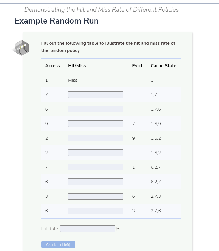 Solved Demonstrating the Hit and Miss Rate of Different | Chegg.com