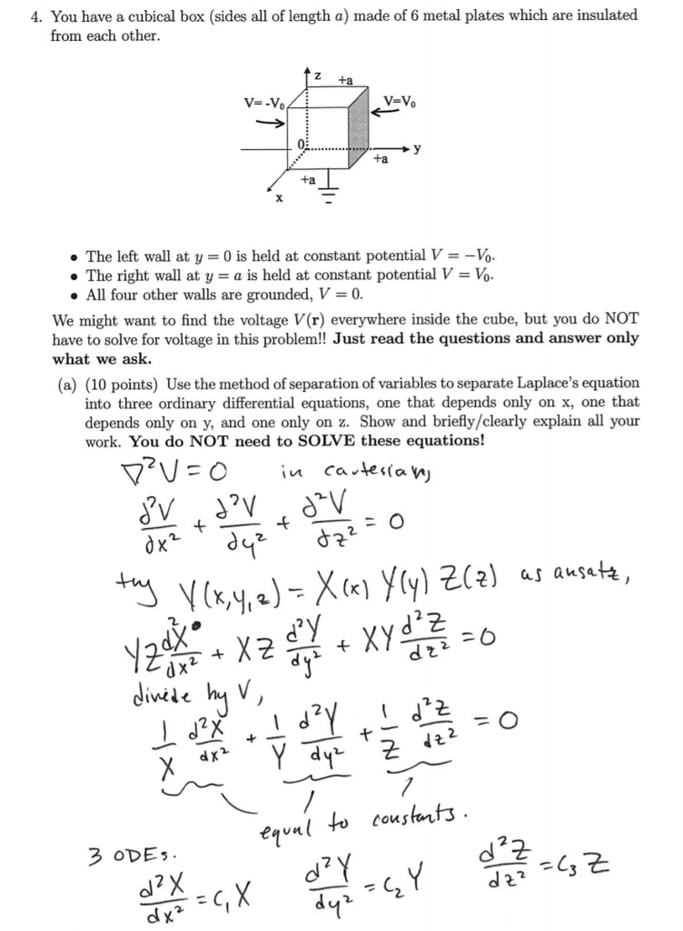 Solved You have a cubical box (sides all of length a) made | Chegg.com