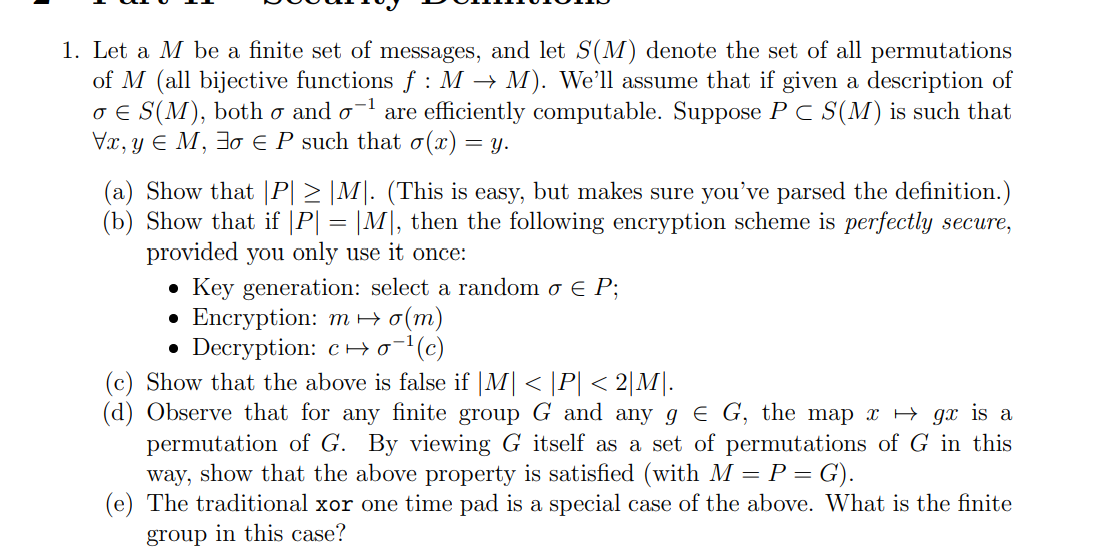 1. Let a M be a finite set of messages, and let S(M) | Chegg.com