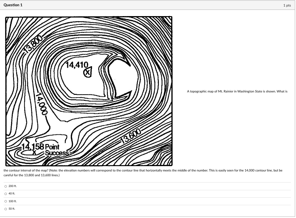 Solved Question 1 A topographic map of Mt. Rainier in | Chegg.com
