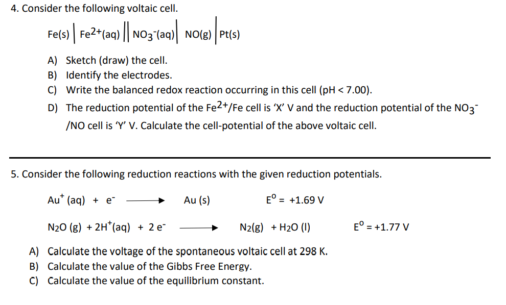 Solved 4. Consider the following voltaic cell. Fels) | | Chegg.com