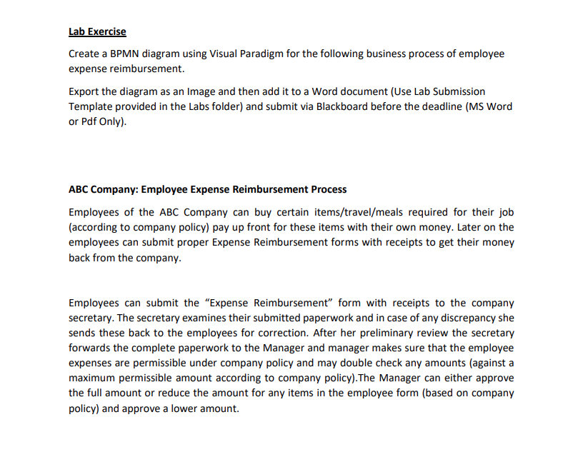 Solved Lab Exercise Create a BPMN diagram using Visual | Chegg.com