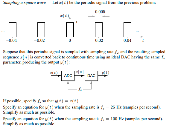Solved Sampling a square wave — Let 2(t) be the periodic | Chegg.com