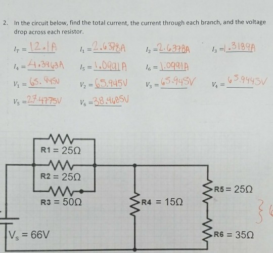 Solved In the circuit below, find the total current, the | Chegg.com
