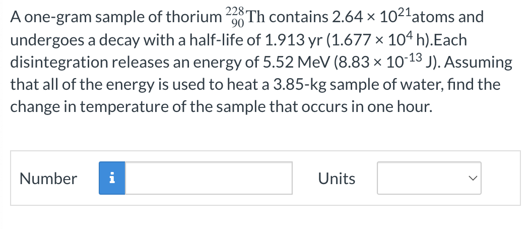 Solved A one-gram sample of thorium 90228Th contains | Chegg.com