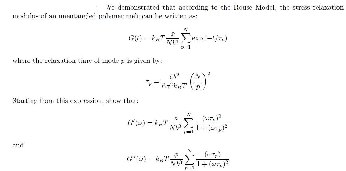 Solved We demonstrated that according to the Rouse Model, | Chegg.com
