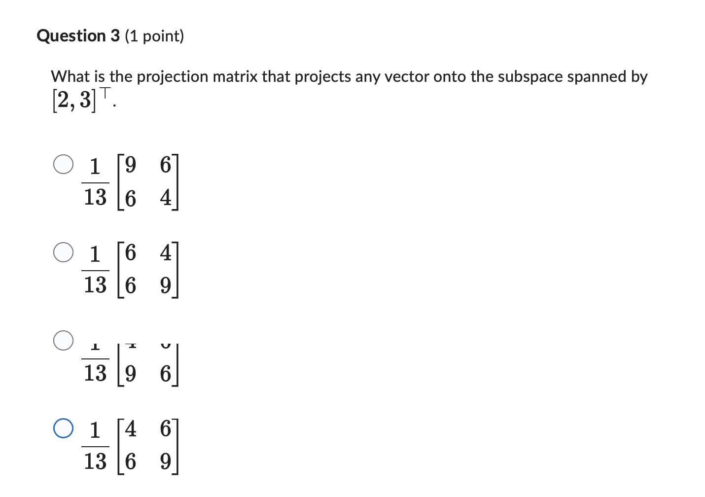 Solved What is the projection matrix that projects any | Chegg.com