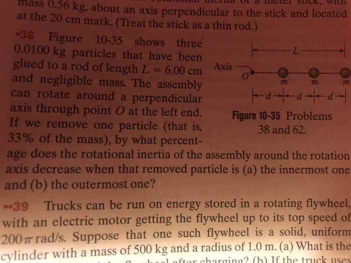 Solved mass 0.56 kg, about an axis perpendicular to the | Chegg.com