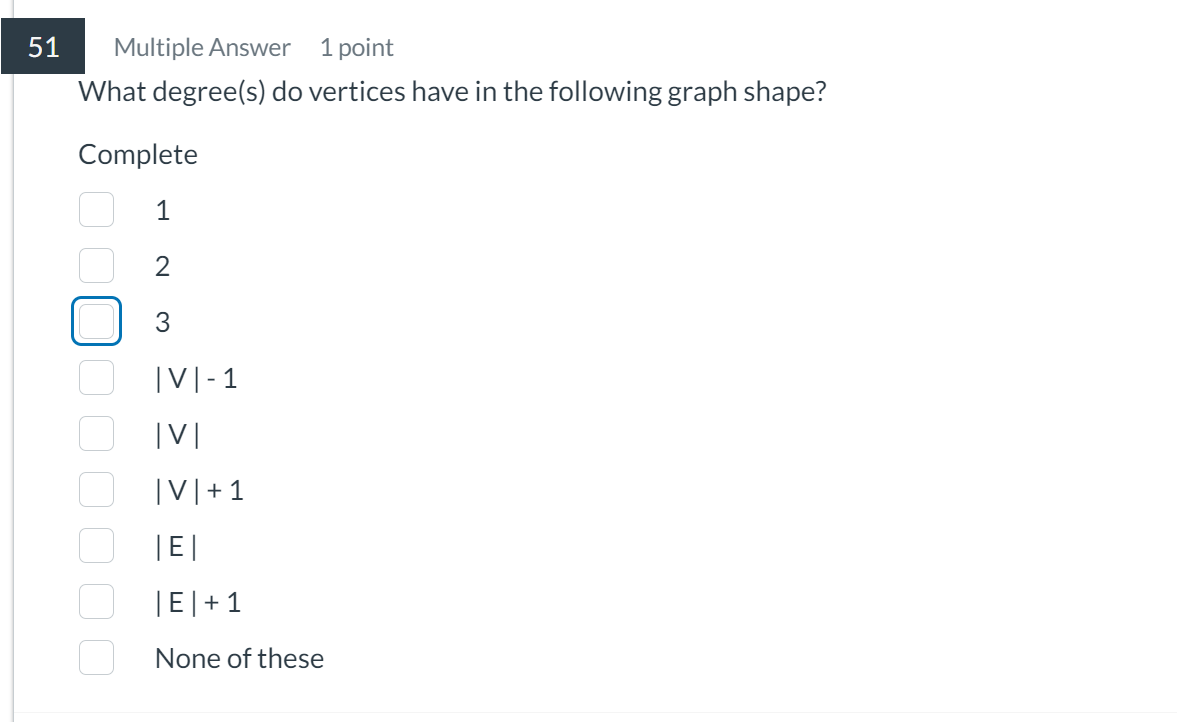 Solved 51What degree(s) ﻿do vertices have in the following | Chegg.com