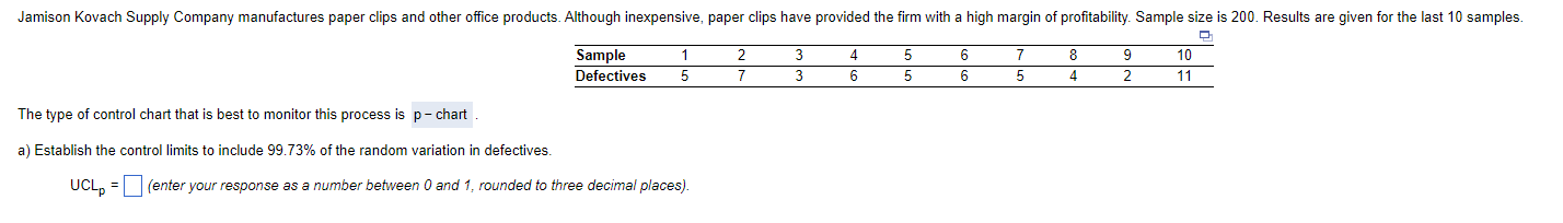 Solved The type of control chart that is best to monitor | Chegg.com