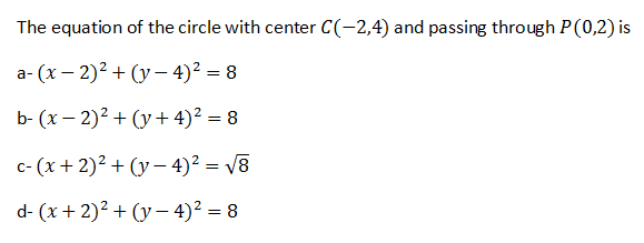 Solved code class="asciimath">The equation of the circle | Chegg.com
