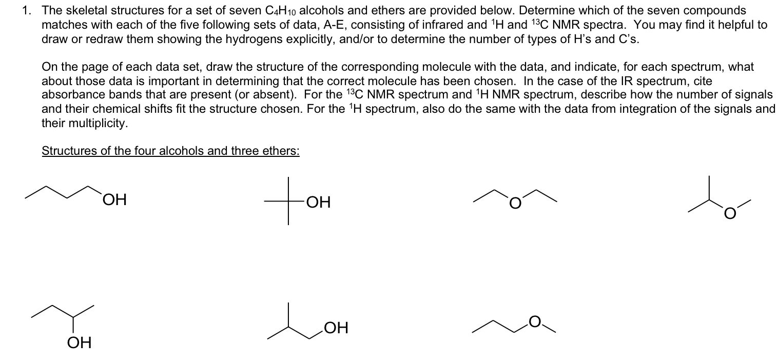 Solved 1. The skeletal structures for a set of seven C4H10 | Chegg.com
