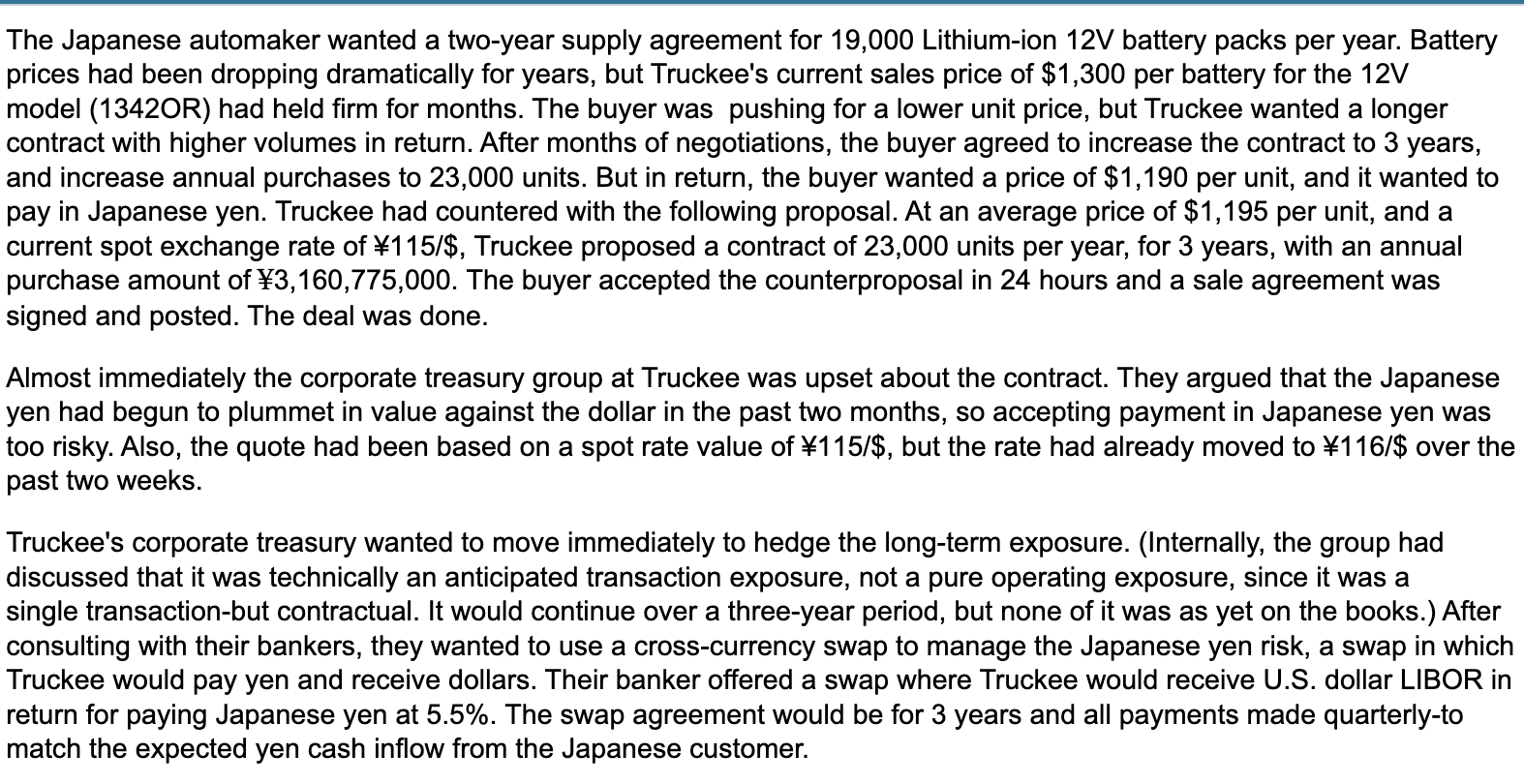Solved The Japanese automaker wanted a two-year supply | Chegg.com
