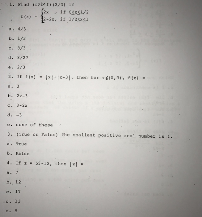 Solved Find (fofof) (2/3) if f(x) = {2x, if 0 | Chegg.com