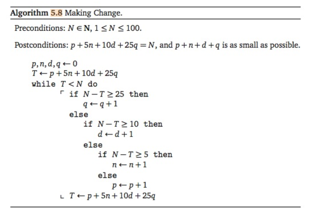 Consider Algorithm 5.8 for making change. Suppose N | Chegg.com