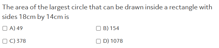 Solved The area of the largest circle that can be drawn | Chegg.com