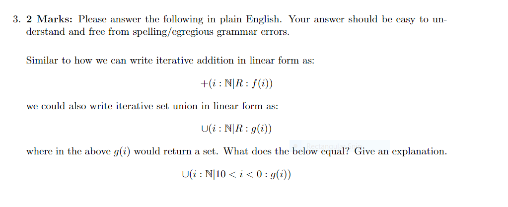 Solved 3. 2 Marks: Please answer the following in plain | Chegg.com