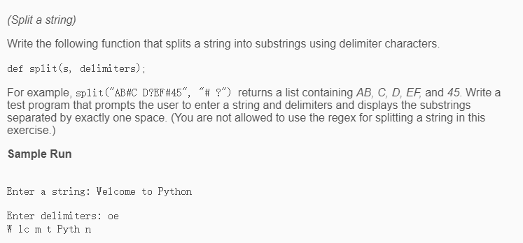 Solved Split String Write Following Function Splits Strin