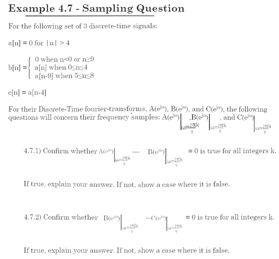 Solved Example 4.7 - Sampling Question For the following set | Chegg.com