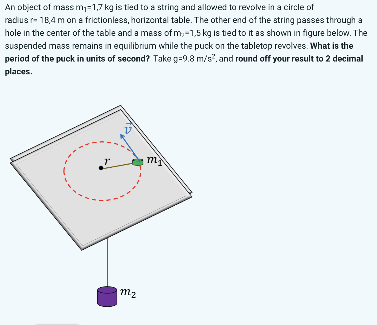 Solved An object of mass m1=1,7kg ﻿is tied to a string and | Chegg.com