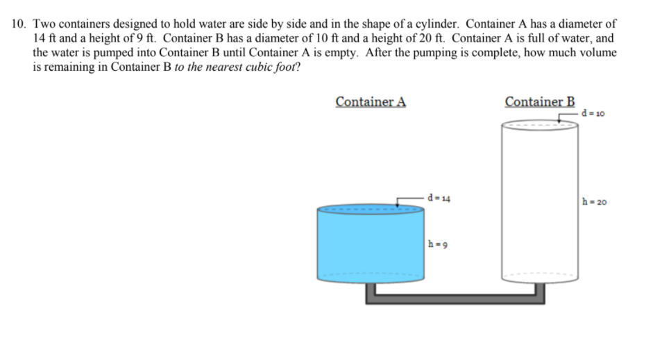 Solved 10. Two containers designed to hold water are side by | Chegg.com