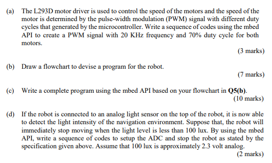 Q5 Figure Q5-1 shows a line-follower robot where it | Chegg.com