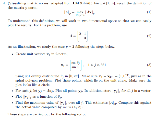 Solved 4. (Visualizing matrix norms; adapted from LM | Chegg.com