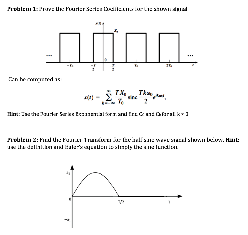 Solved Problem 1: Prove the Fourier Series Coefficients for | Chegg.com