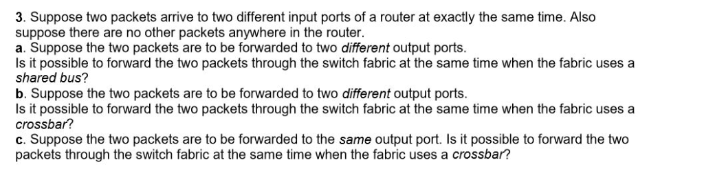 Solved 3. Suppose two packets arrive to two different input | Chegg.com