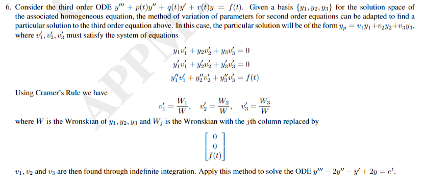 6. Consider the third order ODE | Chegg.com