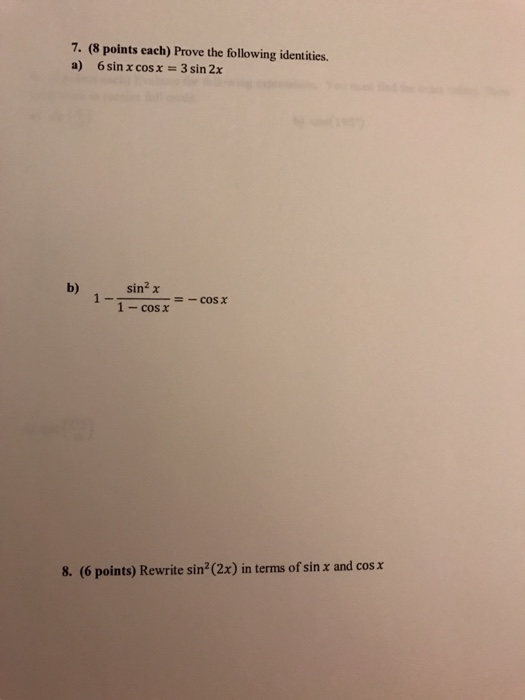 Solved 6. (4 points each) Evaluate the following | Chegg.com