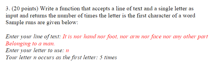 Solved 3. (20 points) Write a function that accepts a line | Chegg.com