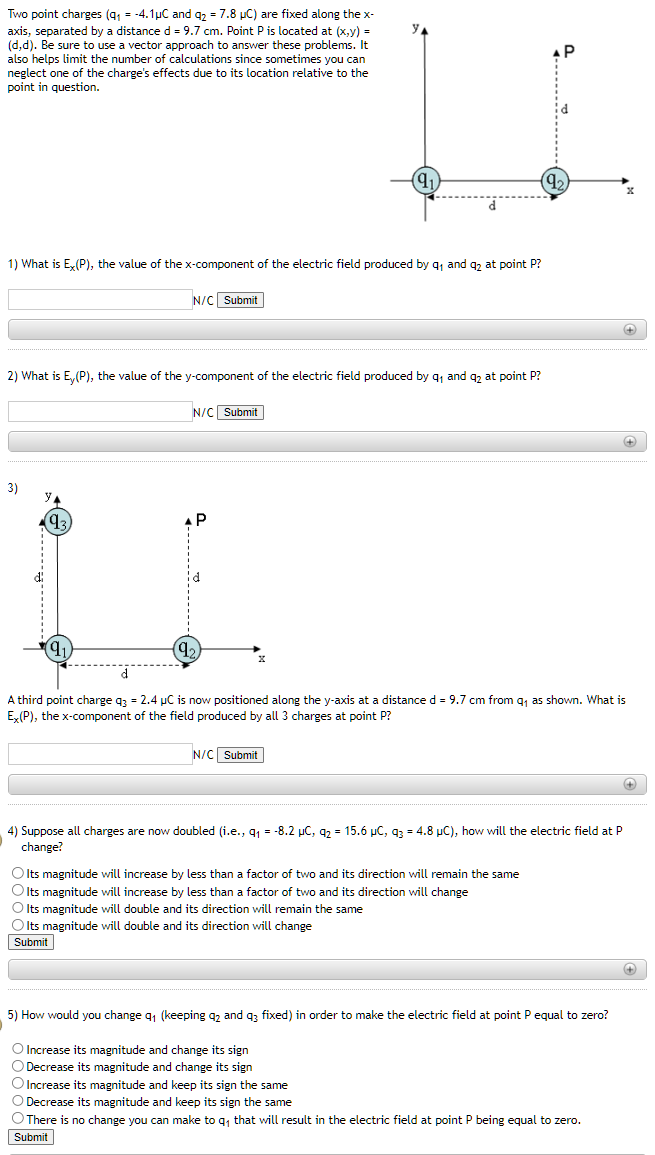 Solved Two point charges (q1=−4.1μC and q2=7.8μC) are fixed | Chegg.com