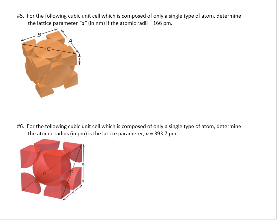Solved \#5. For the following cubic unit cell which is | Chegg.com