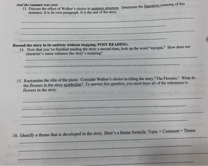 The Flowers By Alice Walker Questions | Best Flower Site