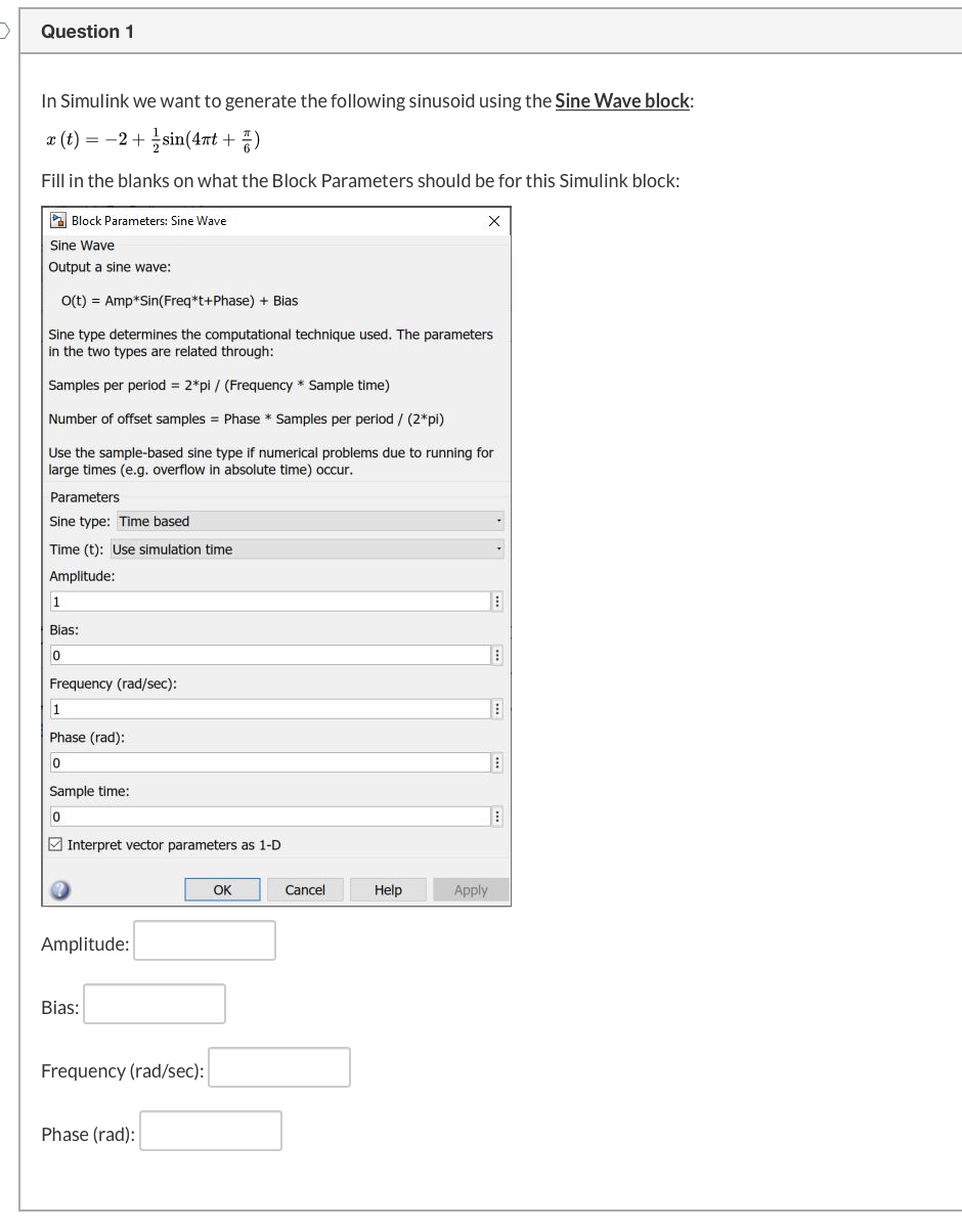 Solved Question 1 In Simulink we want to generate the | Chegg.com