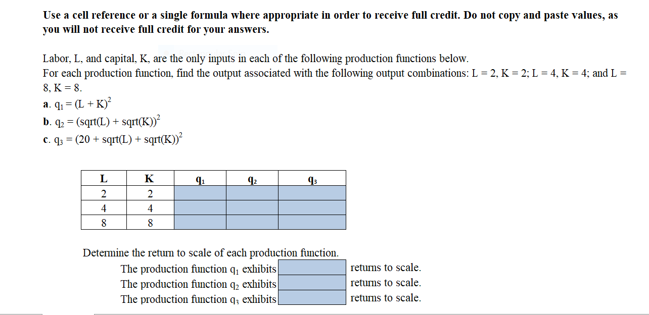 Solved ThanksI need help putting in the formulas like a step | Chegg.com