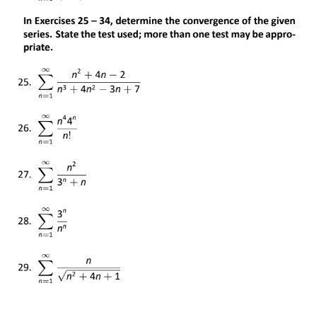 Solved In Exercises 25 - 34, determine the convergence of | Chegg.com