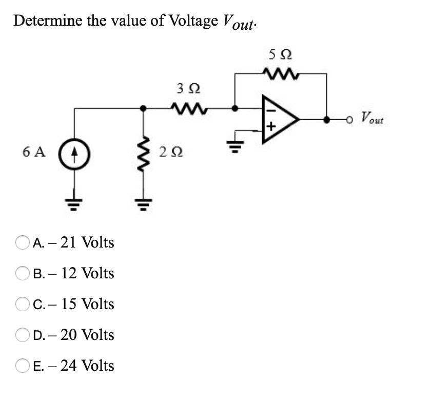 Solved Determine the value of Voltage Vout: 52 M 322 Vout + | Chegg.com