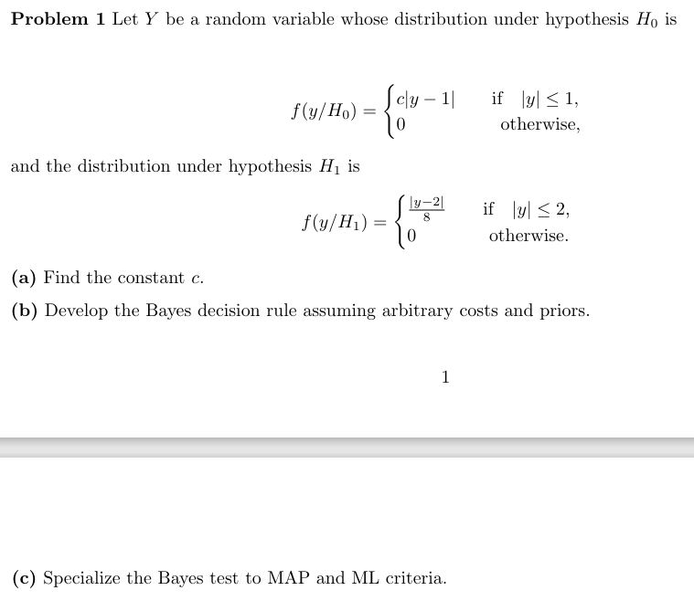 Solved Problem 1 ﻿Let Y ﻿be a random variable whose | Chegg.com