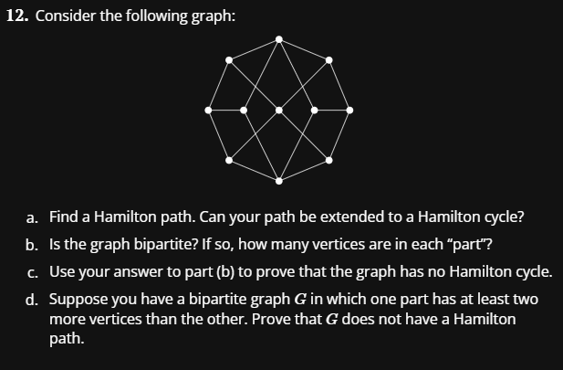 Solved Consider The Following Graph A Find A Hamilton 