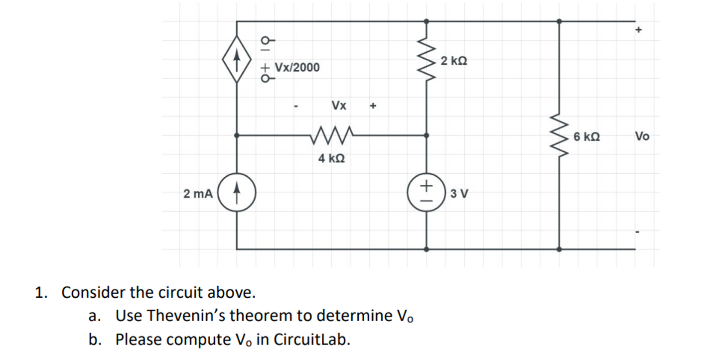 Solved Consider the circuit above.a. ﻿Use Thevenin's theorem | Chegg.com