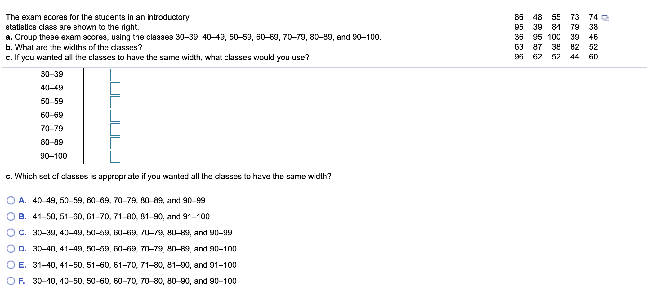 Solved The exam scores for the students in an introductory | Chegg.com