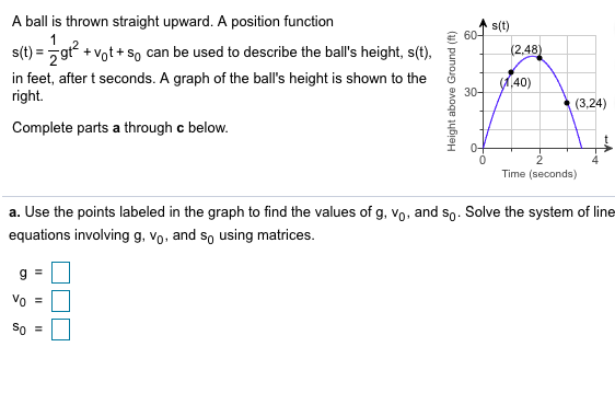 Solved A ball is thrown straight upward. A position function | Chegg.com