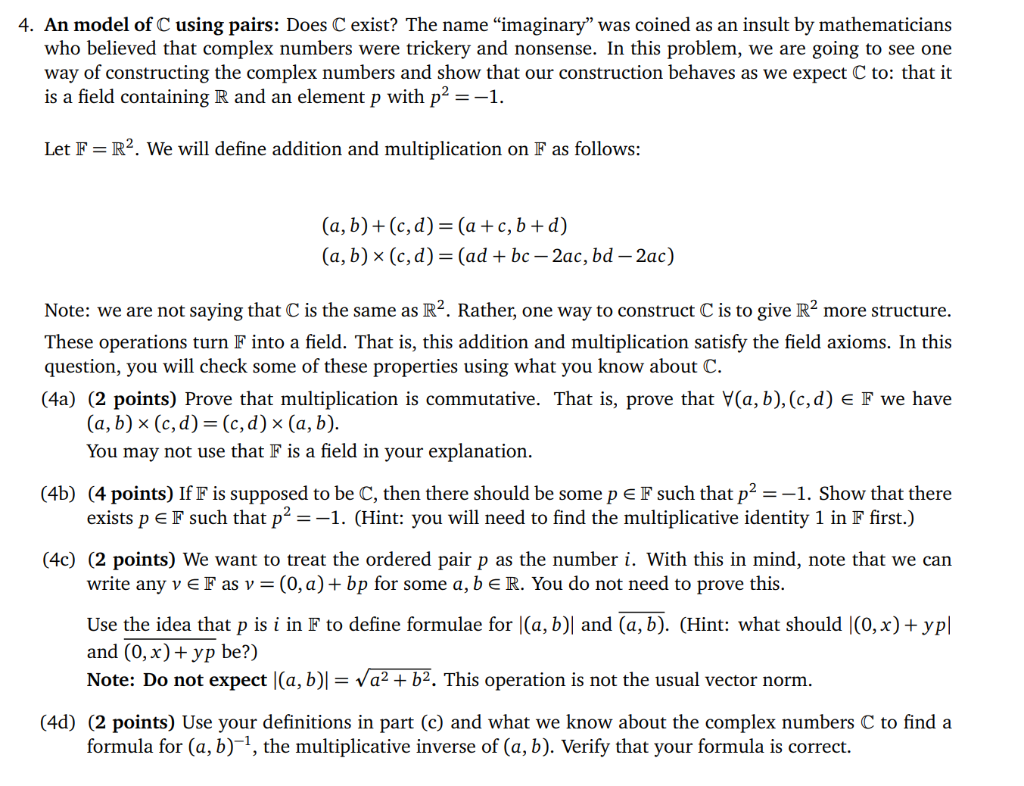 Solved 4. An model of C using pairs: Does C exist? The name | Chegg.com