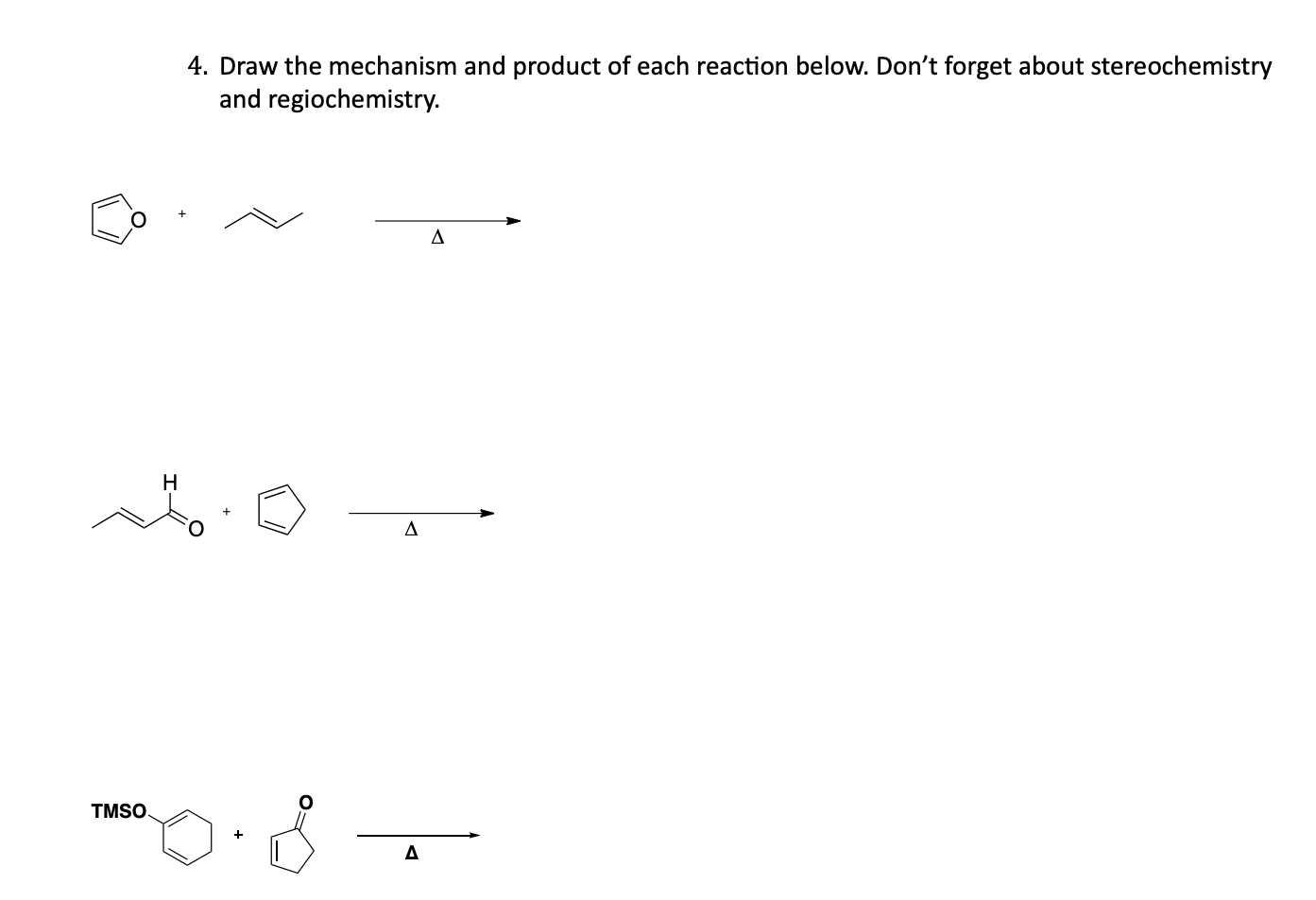 Solved TMSO 4. Draw the mechanism and product of each | Chegg.com