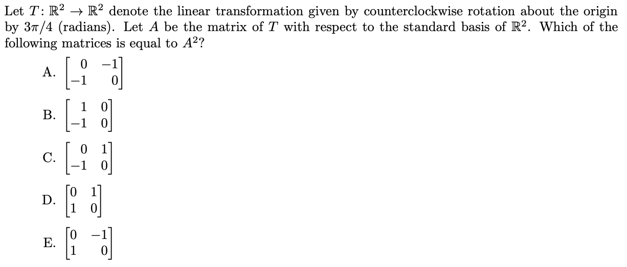 Solved Let T: R2 + R2 denote the linear transformation given | Chegg.com