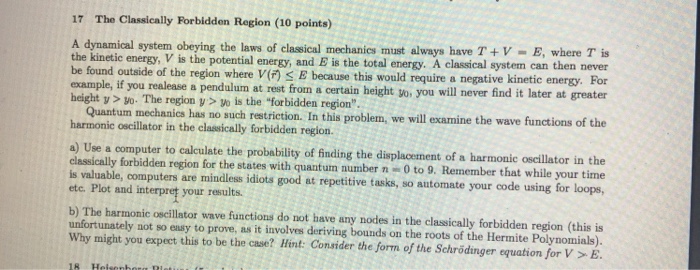 Solved 17 The Classically Forbidden Region (10 points) | Chegg.com