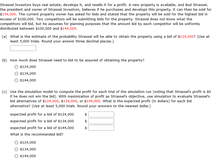 Solved Strassel Investors buys real estate, develops it, and | Chegg.com